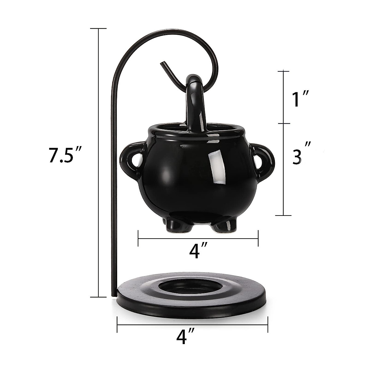 Jucoan 2 Pack Hanging Cauldron Oil Burner, Ceramic Essential Oil Wax Melt Burner Tealight, Witches Witchcraft for Halloween & Wiccan Rituals, Gothic Home Décor Gift