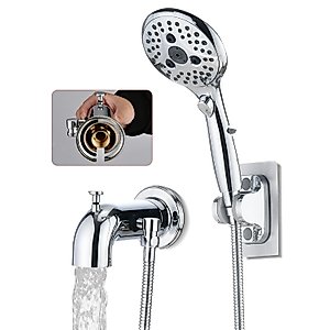 LOCALAND Bathtub Faucet with Sprayer, Tub Spout with Diverter Fits Threaded 1/2" or 3/4" IPS,Chrome Plated