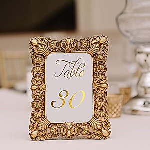 Gorgeous Wedding Table Numbers - Elegant Double Sided Gold Foil Lettering with Head Table Card - 4 x 6 inches and Numbered 1-30 - Perfect for Weddings and Events
