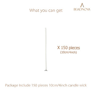 BEADNOVA Candle Cotton Wicks 4 Inch 150pcs Short Candle Making Wicks Cotton Wicks for Candle Making DIY
