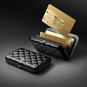 ÖGON -DESIGNS- Lady Case Aluminum Wallet - Women - RFID Blocking Card Holder - Up to 10 Cards and Banknotes - Black