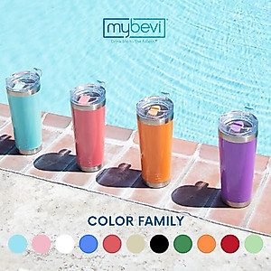 MyBevi Classic Premium Stainless Steel Tumbler with 12-Hour Temperature Control, Tritan Lid, and BPA-Free Construction | Aqua Sky, 26 oz