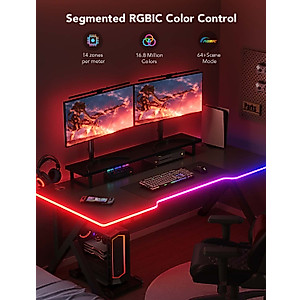 Govee RGBIC Gaming Lights, 10ft Neon Rope Lights Soft Lighting for Gaming Desks, LED Strip Lights Syncing with Razer Chroma, Support Cutting, Smart App Control, Music Sync, Adapter (Only 2.4G Wi-Fi)