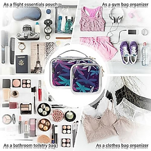 senya Clear Toiletry Bag,Travel Makeup Cosmetic Bag Carry on Airport Airline Compliant Bag Big Colorful Dragonfly for Women Men