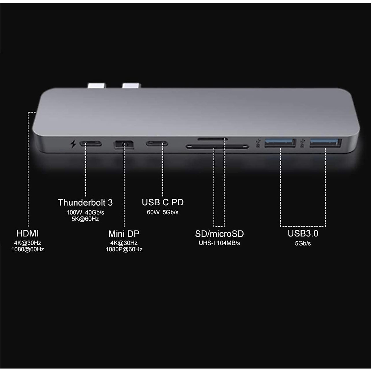 PRO-Tek HyperDrive Multiport USB-C Adapter forMacbook 13/ MacBook Air