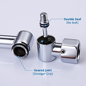 G-Promise Shower Head Extension Arm, 16" Solid Brass Adjustable Extender with Lock Joint, Standard 1/2", Rise or Lower Rainfall and Fixed Shower Head, Height/Angle Adjustable Extension Arm Attachment