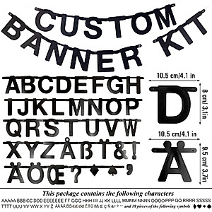 SUNBEAUTY 124 Pcs Black DIY Make Your Own Banner Customizable Letters Symbols Banner For Birthday Wedding Happy New Year Baby Shower Graduation Retirement Xmas Party Decoration