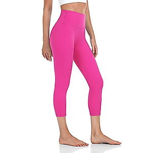 HeyNuts High Waisted Yoga Capris Leggings for Women, Buttery Soft Workout Cropped Pants Compression 3/4 Leggings 21'' Sonic Pink M(8/10)