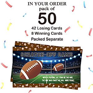 Haizct 50 Pack Football Theme Scratch Off Game, Rugby Football Scratch Card for Baby Shower Birthday Party Lottery Game Group Games, Gifts for Football Lovers, Baby Shower Idea