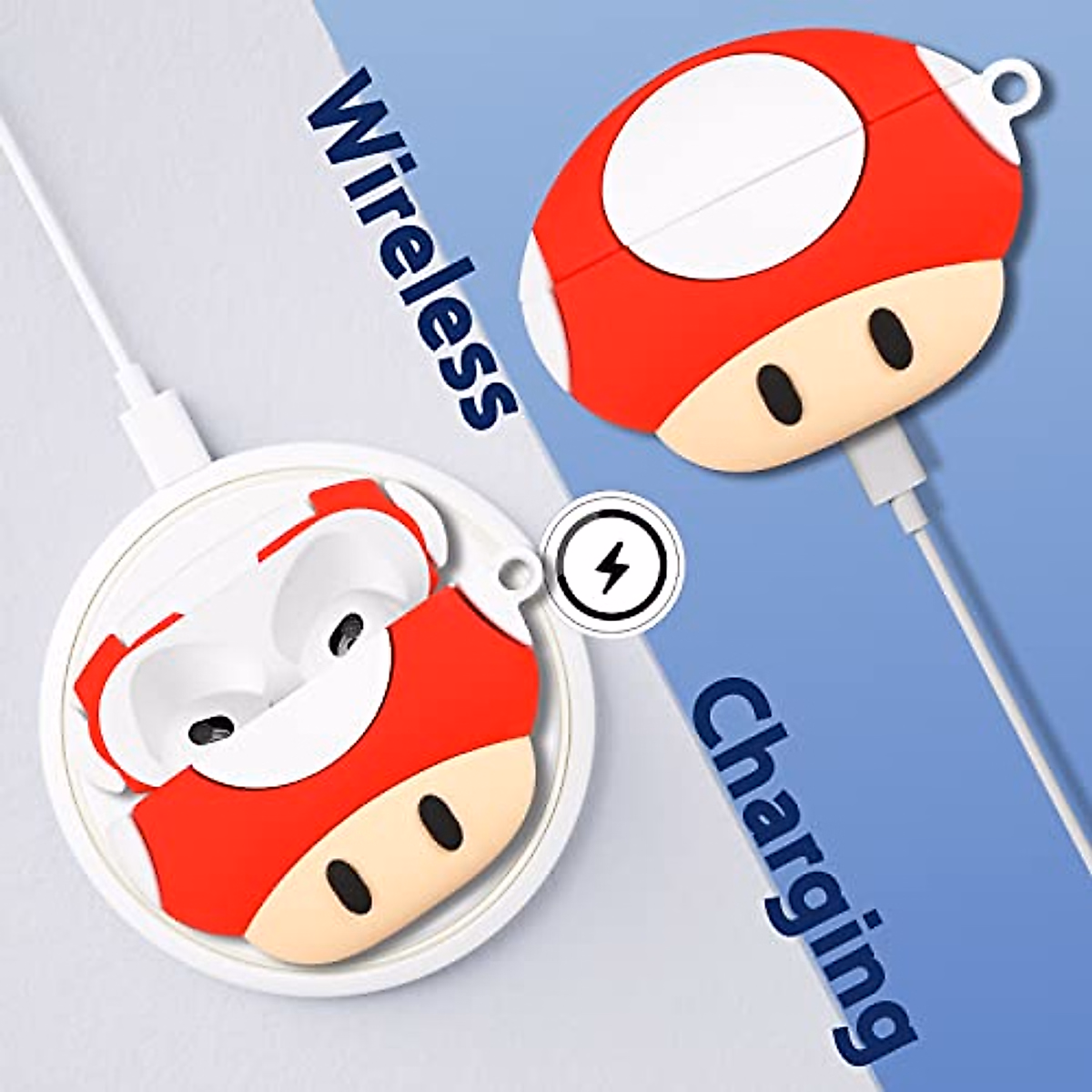 Besoar for AirPods 3rd Gen Case Cartoon Cute Kawaii Silicone Cases for Apple AirPod Air Pods 3 Design Cover Cool Unique Fashion Fun Funny Soft Coves for Girls Girly Boys(Mushroom Heads)