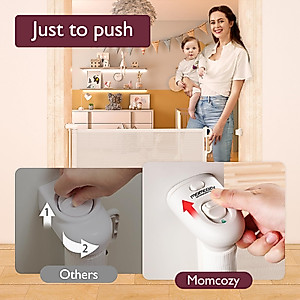 Momcozy Baby Gate, Retractable Baby Gate or Dog Gate 【Easy to USE】 for 33" Tall, Extends up to 55" Wide, Baby Gate for Stairs, Doorways, Hallways, Indoor, Outdoor
