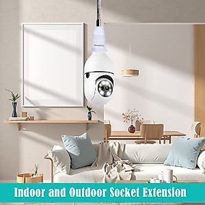 Light Socket Extender [2-Pack], 360 Degree Adjustable Flexing Neck, 19 CM/7.5 Inch Extension Adapter, Compatible with All E26/E27 of Bulbs Screw Base, PBT Fireproof Material, White