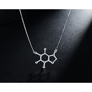 Caffeine Molecule Necklace, 925 Sterling Silver, Coffee Necklace, Coffee Lover Jewelry for Women, Coffee Gifts for Women, Coffee Lovers Gifts