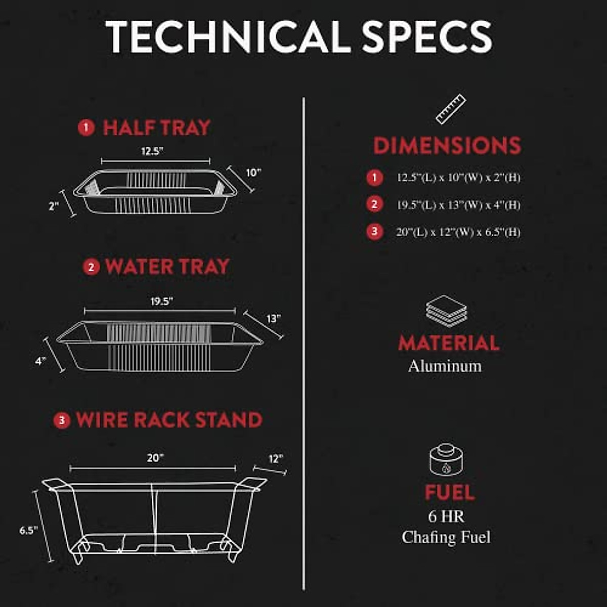 Alpha Living 70027 33-Pcs Disposable Chaffing Buffet with-Covers, Utensils, 6Hr Fuel Cans – Premium Chafing Dish Set for Events, Parties, Catering