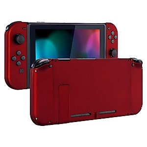 eXtremeRate DIY Replacement Shell Buttons for Nintendo Switch, Soft Touch Back Plate for Switch Console, Custom Housing Case with Full Set Buttons for Joycon Handheld Controller - Scarlet Red