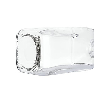 Pastein 4 Pack 1000 mL Graduated Square Reagent Media/Storage Glass Bottle With GL45 Orange Polypropylene Screw Cap