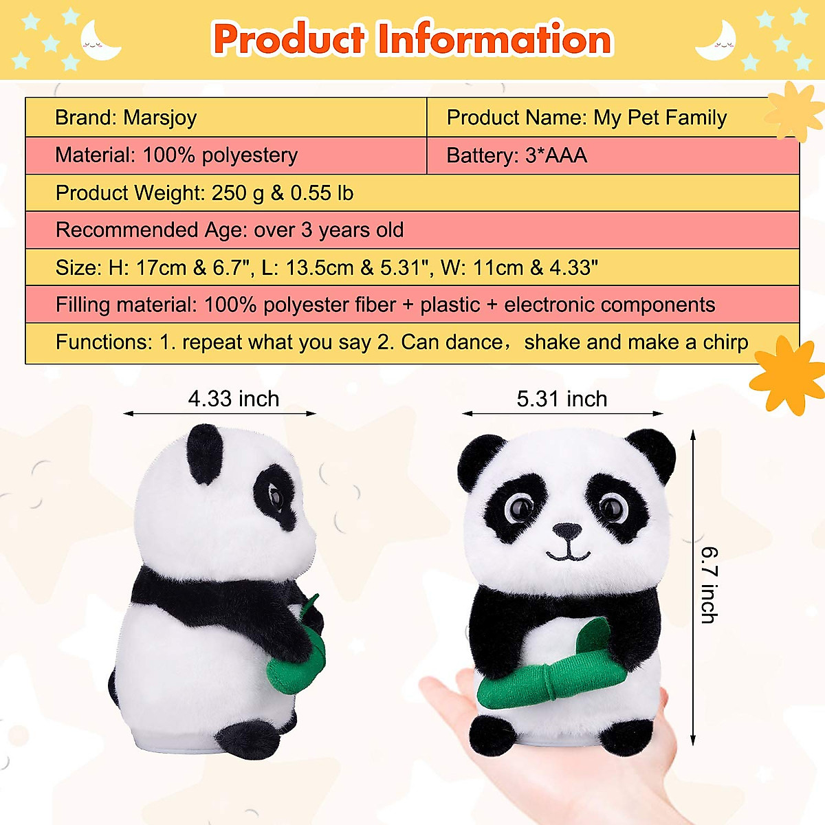 Marsjoy Easter Bunny Talking Robot - 6.3" Interactive Plush Toy, Repeats Your Words, Dances, and Shakes for Kids, Boys, Girls, and Babies