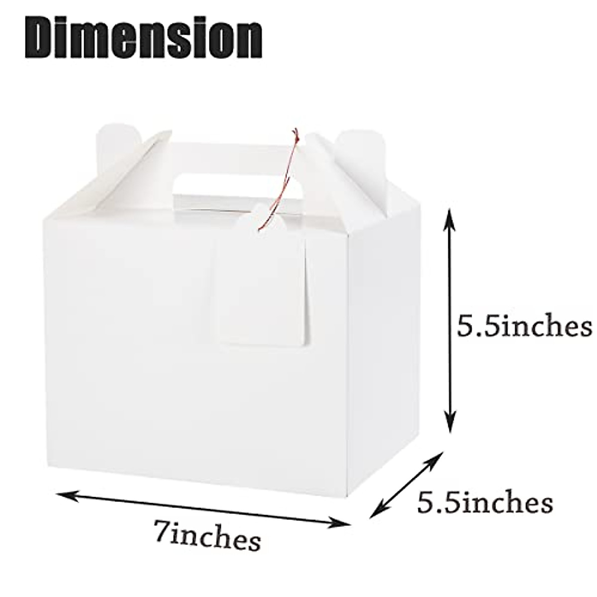 Frantis 12 Pack White Treat Boxes Gable Boxes with Rope and Tag Party Favor Boxes Gift Boxes for Birthday Party 7 x 5.5 x 5.5 Inches