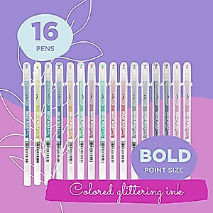 SAKURA Gelly Roll Stardust Glitter Gel Pens - Bold Point Ink Pen for Lettering, Drawing, Invitations, & Stationery - Assorted Colored Ink - Bold Line - 16 Pack