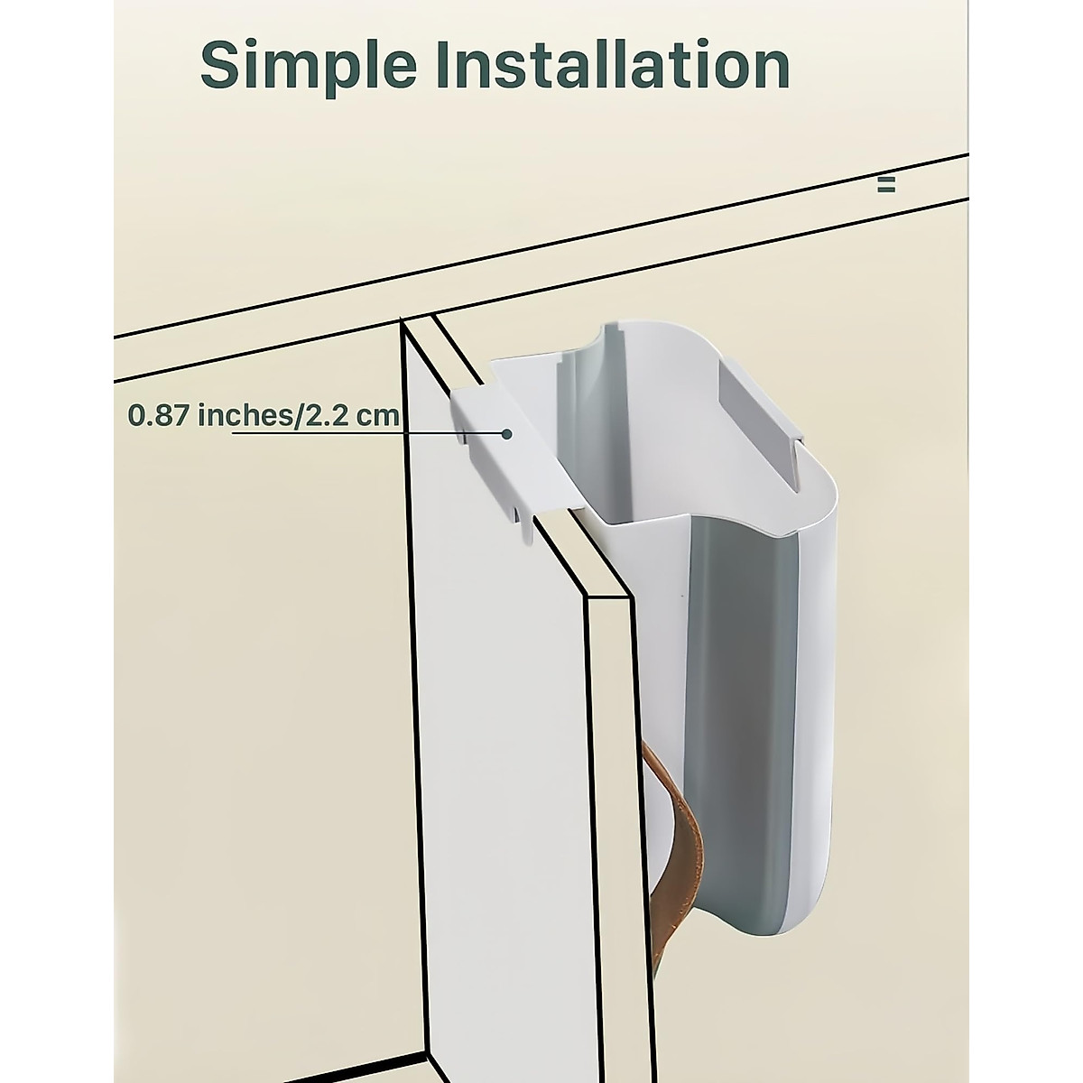 AIWE7D 2.4 Gallon White Collapsible Trash Can for Kitchen Cabinet Doors, Holds 2.1 Gallons, Lightweight and Durable, Foldable Design Saves Space