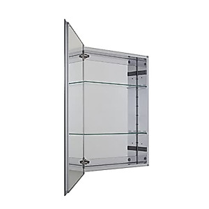 Croydex Mansfield Single Door, Recessed or Surface Mount, Hang 'n' Lock Easy Installation Medicine Cabinet, 24" W x 30" H, Aluminium