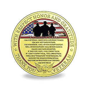 Military Veterans Creed Challenge Coin Thank You for Your Service-Veterans are My Brothers Military Coins Gift