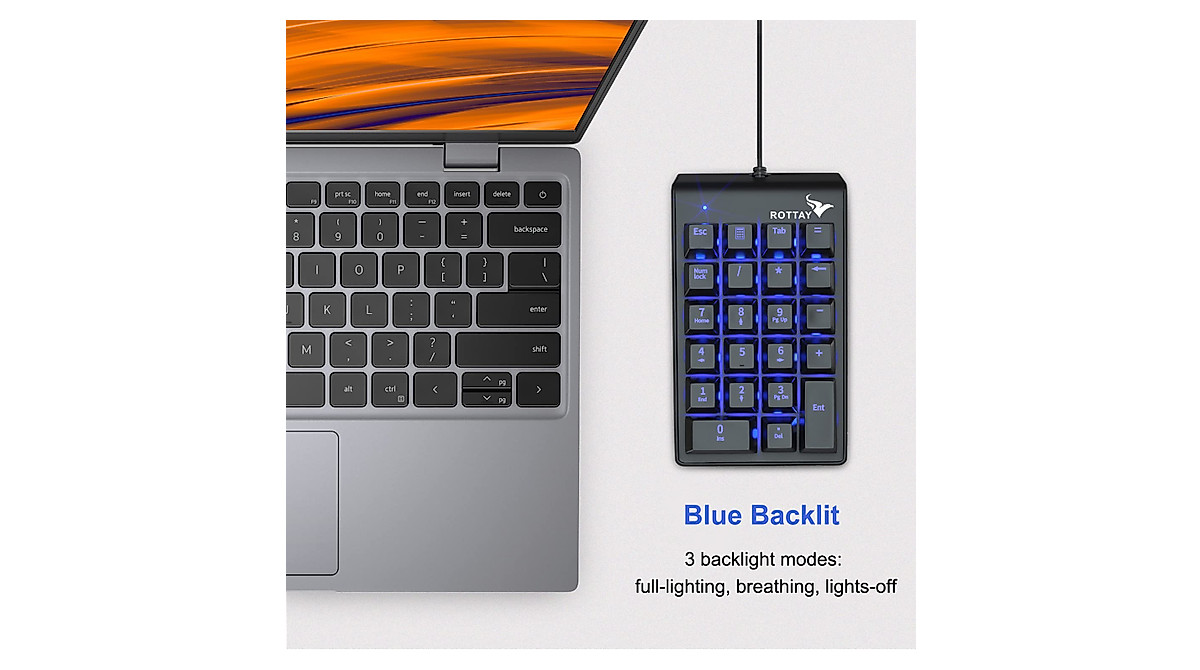 Rottay Mechanical USB Wired Numeric Keypad with Backlit