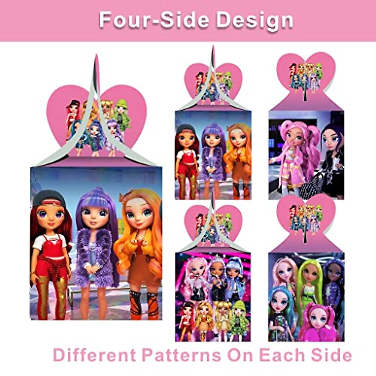 12pcs Rainbow High Dolls Party Gift Boxes Goodie Boxes for Cartoon Theme Birthday Party Supplies, Decorations Boxes Candy Boxes