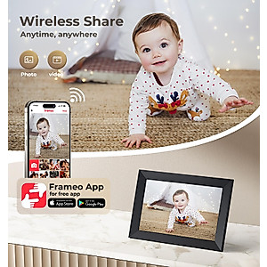 Frameo Digital Picture Frame WiFi 10.1inch Digital Photo Frame,Electronic Photo Frame Load from Phone,1280x800 IPS Touch Screen HD Display,Auto-Rotate,Share Photos/Video-Great Gift (Grey)