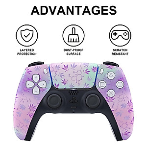 Weed Chemical Formula Full Protective Skin Cover Design Wrap Decal Sticker Compatible with PS5 Disk Version Console and Controller