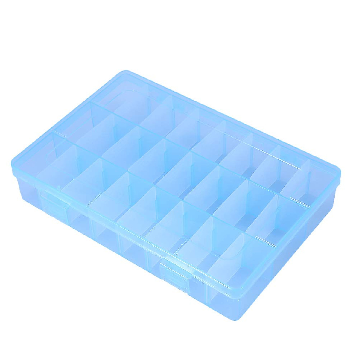 Jewelry Box Organizer Storage, 24 Grids Plastic Jewelry Adjustable Divider Container Detachable Beads Earrings Storage Case(Blue)