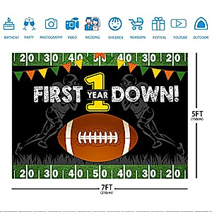 Ticuenicoa 7x5ft Football Themed 1st Birthday Backdrop Happy Birthday Party Decorations for Boy First Down Photography Background for First Birthday Party Newborn Birthday Banner Photo Booth Props