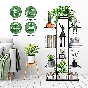 10 Tier 12 Potted Metal Plant Stand shelf for Indoor and Outdoor Plants, LASZOLA Plant Shelves Multiple Flower Pots Holders Indoor Plant Stands Rack Display for Patio Garden Corner Balcony (10 Tier