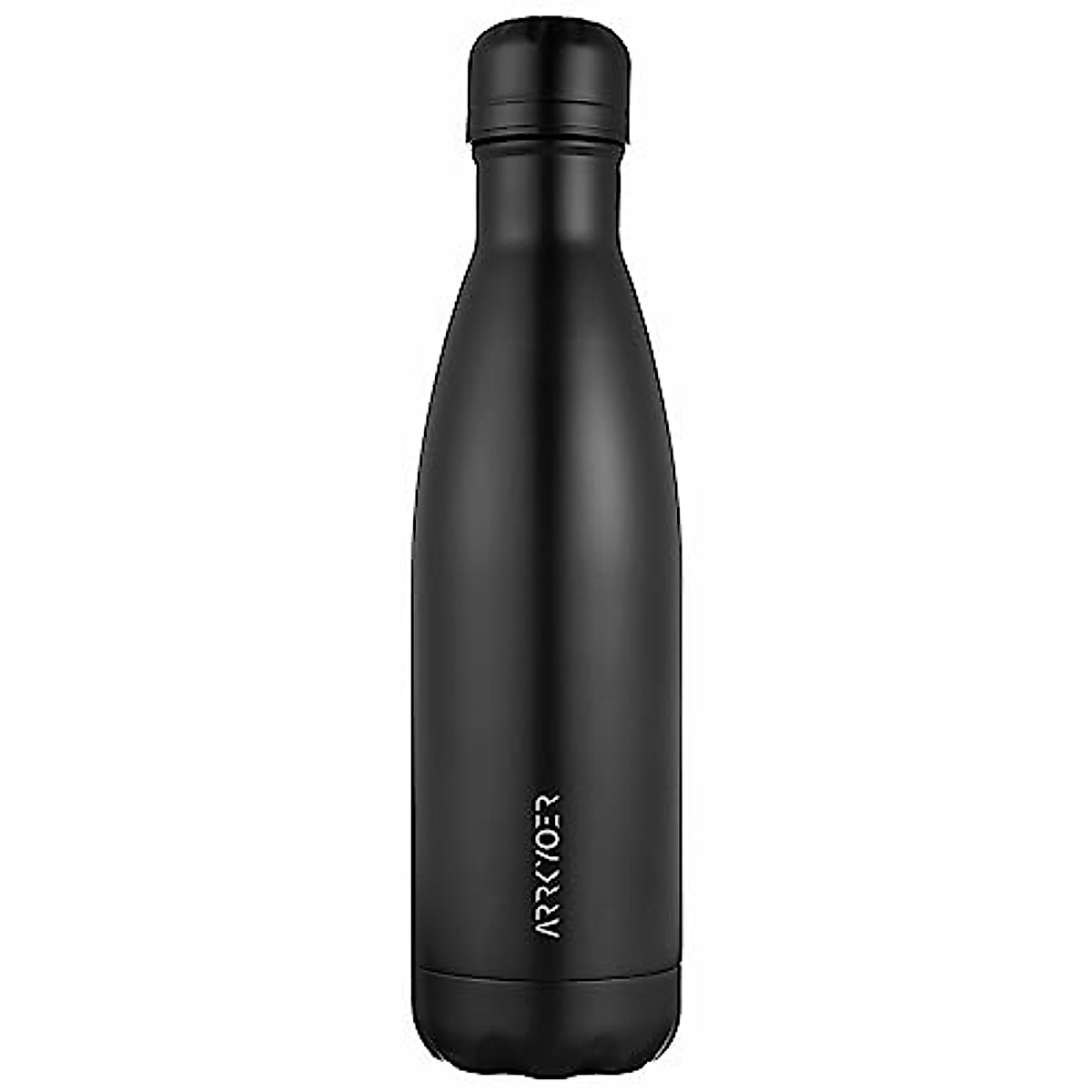 Stainless Steel Insulated Water Bottle, 17oz Metal Thermos Water Bottles, Leak Proof BPA-Free Dishwasher Safe Reusable Flask for Sports Travel, Midnight Black