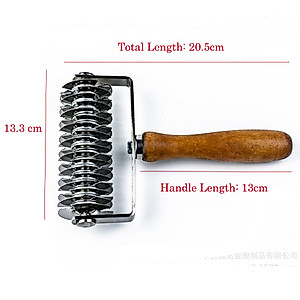 Hosmide Kitchen Baking Dough Cookie Pie Pizza Pastry Lattice Roller Cutter Baking Tool - Stainless Steel - Wood handle