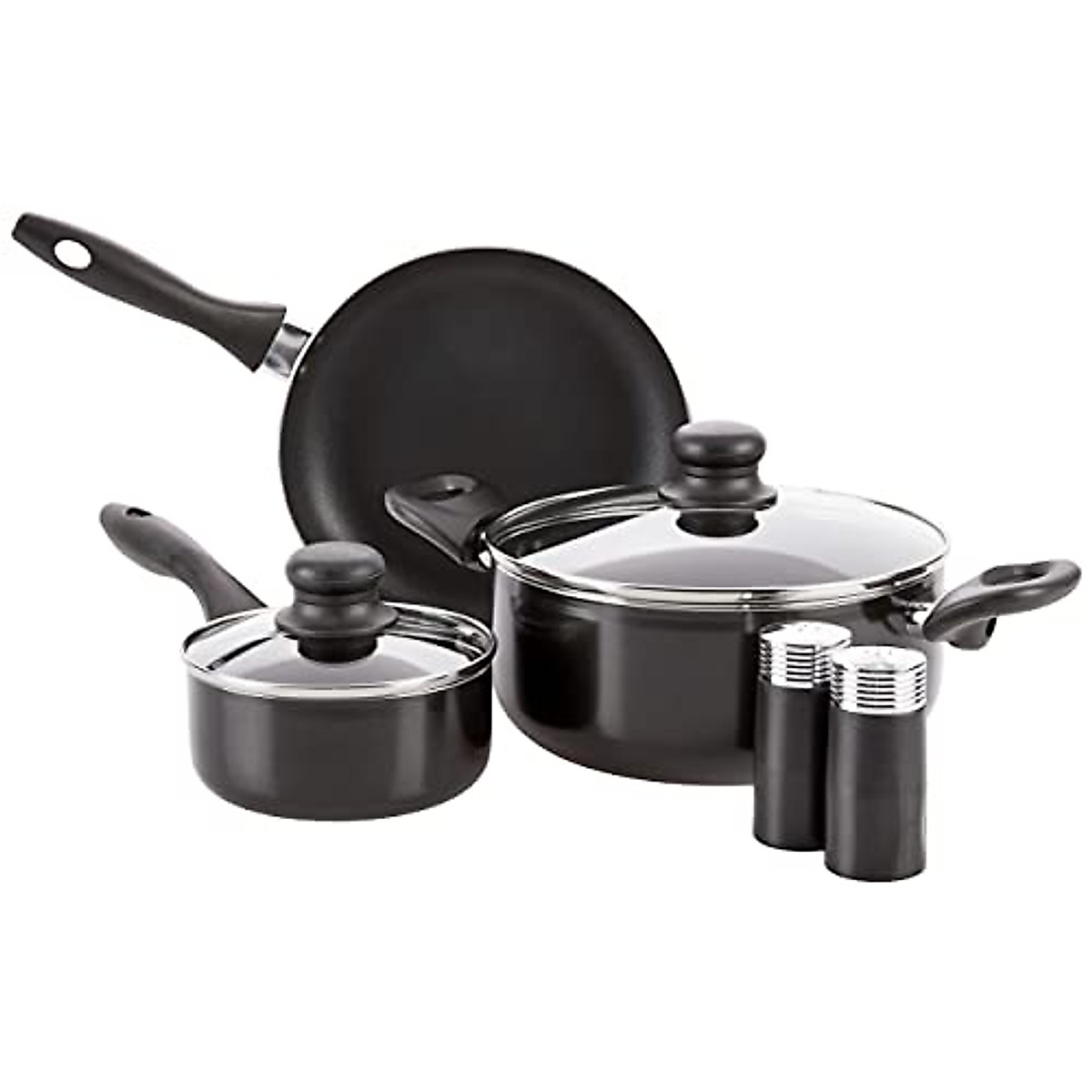 Gibson Home Back to Basics Nonstick Aluminum Cookware Set, 59-Piece, Black