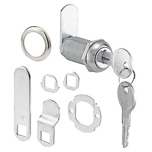 Prime-Line U 9950 Drawer and Cabinet Lock – Secure Important Files and Drawers, 1-3/8 in., Diecast Stainless Steel, Fits on 1 in. Max Panel Thickness, Keyed Different (1 Kit)