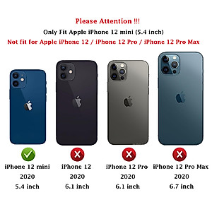 for iPhone 12 Mini Case with Camera Lens Cover HD Screen Protector, Dual Layer Military Grade Drop Protection Magnetic Ring Holder Kickstand Protective Phone Case for iPhone 12 Mini 5.4 inch (Black)