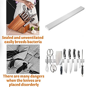 16 Inch Stainless Steel Magnetic Knife Holder for Wall, No Drilling Magnetic Knife Strip with Adhesive for Kitchen Utensil Holder, Art Supply Organizer & Tool Holder
