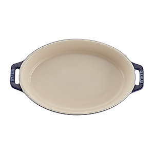 STAUB Ceramics Oval Baking Dish Set, 2-piece, Dark Blue