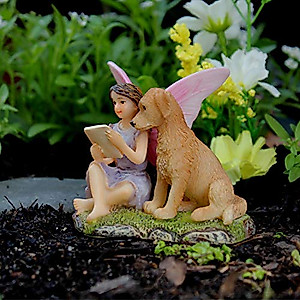 PRETMANNS Fairy Garden Fairies - Fairy Garden Accessories - Fairies for Fairy Garden Outdoor - Garden Fairy Figurine Sofia with Dog for Miniature Garden - 1 Item