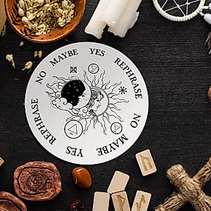 Wooden Pendulum Board Dowsing Divination Board Metaphysical Message Board Wooden Carven Witchcraft Board with Crystal Necklace for Beginner Witchcraft Altar Supplies