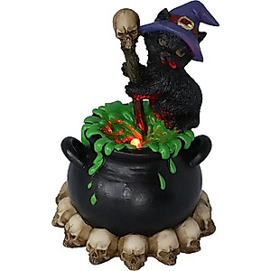 Nemesis Now Spook Witches Familiar Black Cat and Bubbling Cauldron Figurine,12cm