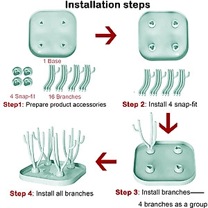 16 Branches Baby Bottle Drying Rack Bottle Dryer Holder for Reusable Baggies, Nipples, Cups, Pump Parts and Accessories
