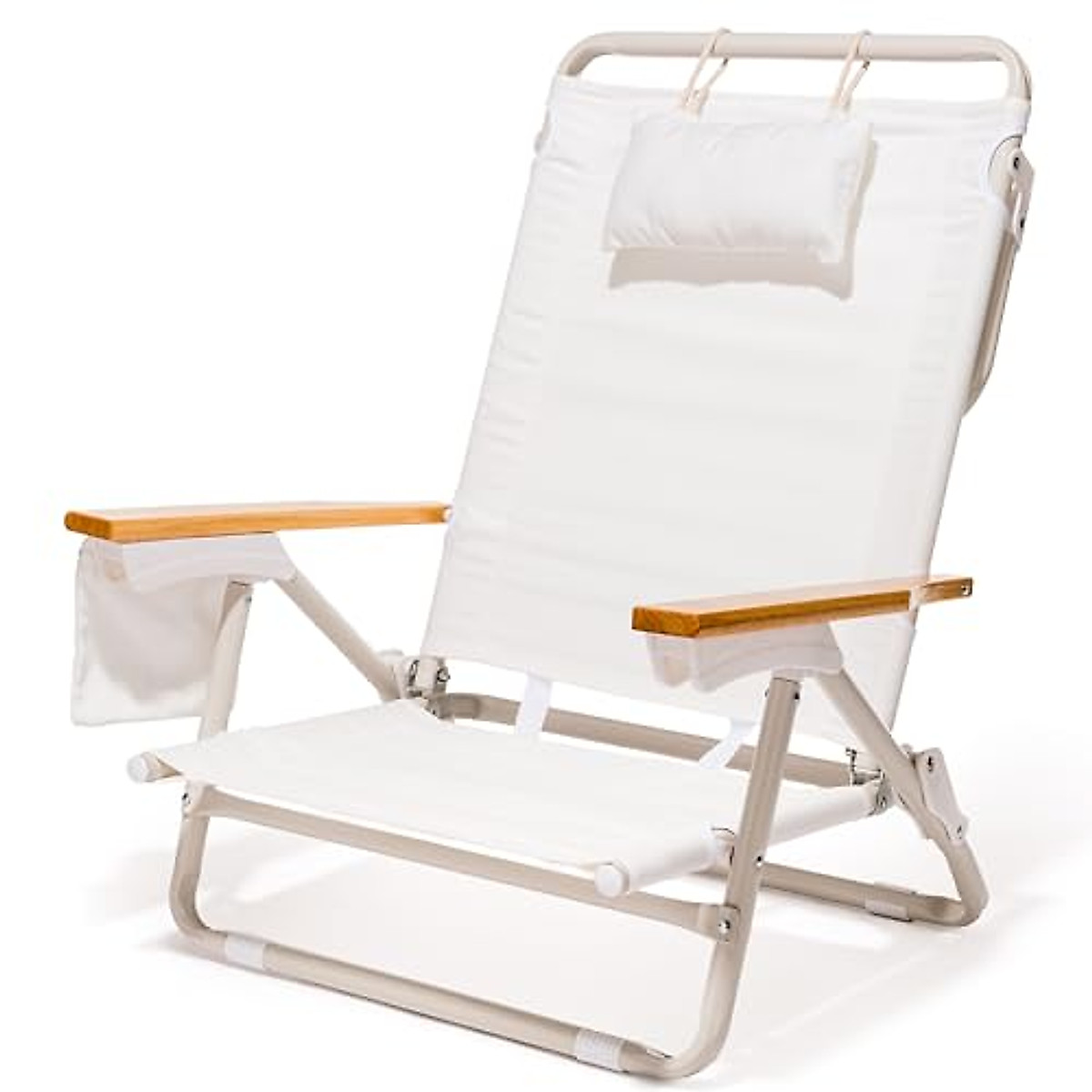 Business & Pleasure Co. Holiday Tommy Chair - Reclining Backpack Beach Chair - Antique White