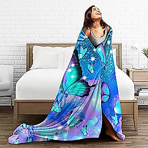 Butterfly Throw Blanket Super Soft Lightweight Flannel Fleece Blankets for Bed Couch Sofa, All Season Warm Cozy Plush Microfiber Blanket 50x40 inches