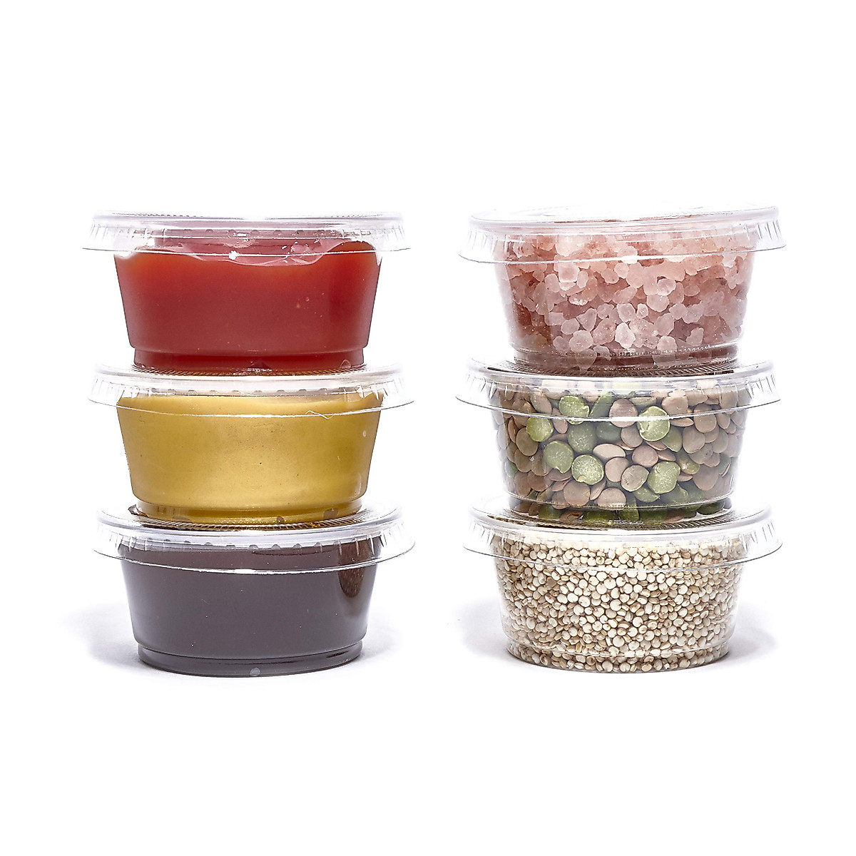 Disposable 2 oz. Plastic Portion Cups with Lids (100-Count) Jello Shots, Condiments, Samples, Sauce, Souffle | BPA Free, Food-Grade Safe | Clear, Ecofriendly, Recyclable