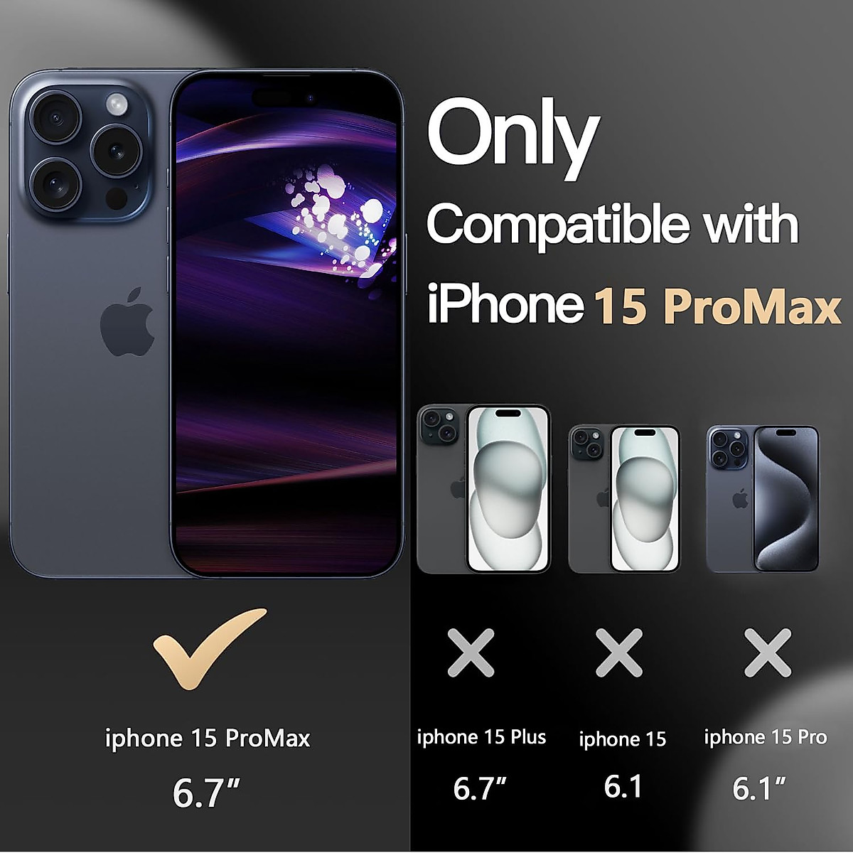 Diverbox for iPhone 15 Pro Max Case [Shockproof] [Dropproof] [Tempered Glass Screen Protector ],Heavy Duty Protection Phone Case Cover for Apple iPhone 15 pro max 6.7 inch (Black -3in1)