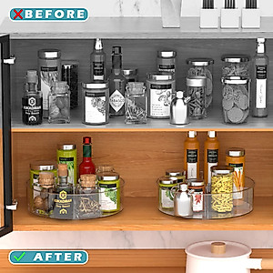 Plastic Round Lazy Susan Rotating Turntable Food Storage Container for Cabinet, Pantry, Refrigerator, Countertop, Spinning Organizer for Spices, Condiments, Baking Supplies 11.5'' 2 Packs