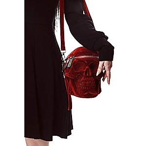 Killstar Grave Digger Blood Red Skull Gothic Velvet Handbag Purse KSRA001500